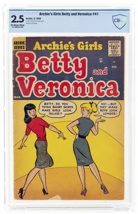 Hakes Archies Girls Betty And Veronica 41 March 1959 Cbcs 25 Good
