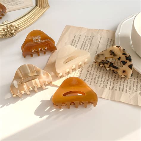 잼빌리지 라운드 프렌치 헤어 집게 핀 올림 반 머리 묶음 자개 프랑스 마블 클립 미니 오로라 호피