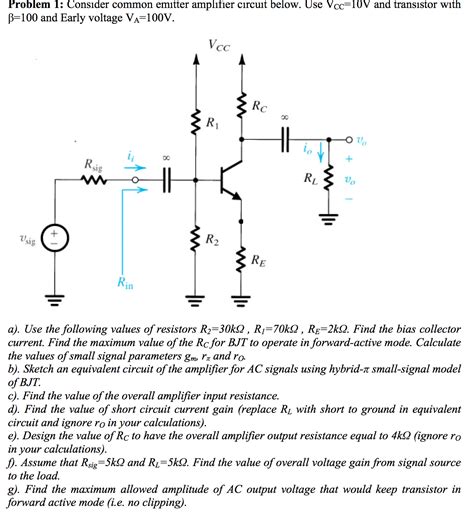 Solved Consider Common Emitter Amplifier Circuit Below U Chegg