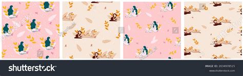 Collection Seamless Pattern Naked Woman Various เวกเตอรสตอก ปลอดคาลขสทธ