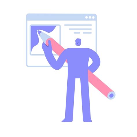 Premium Vector Modern Character Holding A Pencil And Working On Ui Ux Design Project Website