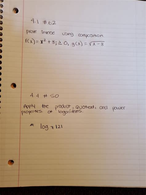 solved 4 1 62 prove inverse using composition f x x²