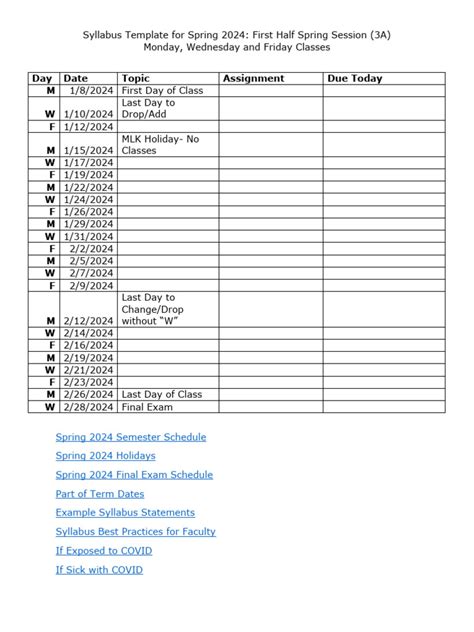 Spring2024 First Half 3a Mwf Syllabus Template Pdf