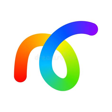 Rainbow Colored Curvy Line Isolated On White Background Cool Colorful Squiggle With Loop In