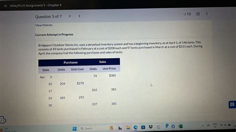 Solved Wileyplus Assignment 5 ﻿chapter 6question 3 ﻿of