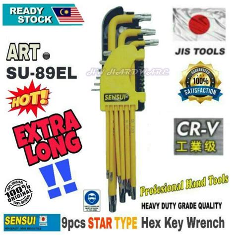 Original Sensui Japan Grade 9pcs S2 Extra Long Torx Star Heavy Duty T10 T50 Torx Wrench Key