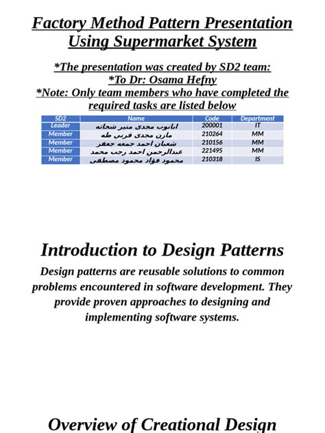 Presentation About Factory Method Pattern Using Supermarket System Sd2