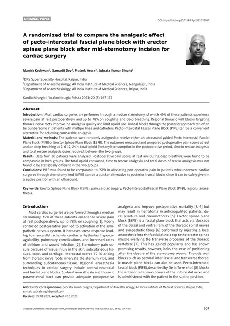 Pdf A Randomized Trial To Compare The Analgesic Effect Of Pecto Intercostal Fascial Plane