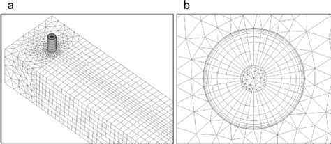 a isometric view of the computational grid near the inlet of the