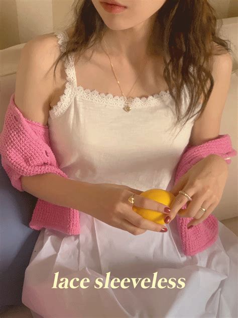 레이스 끈 나시 여름 레이어드 슬리브리스 2color 에이블리