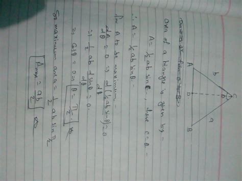 Two Sides Of As Triangle Are Given Find The Angle Between Them Such