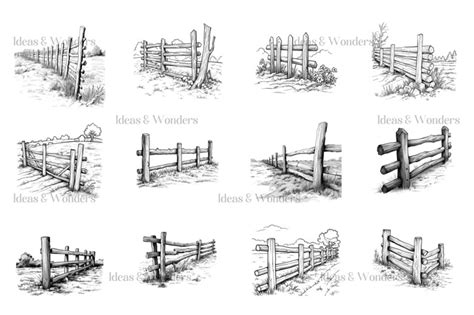 Rustic Fence Procreate Stamps Realistic Procreate Brush Stamps Countryside Landscape Farm