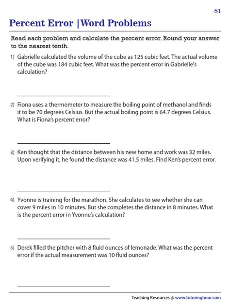 Percent Error Worksheet Pdf