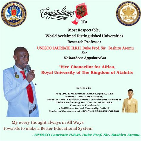 advocate prof dr k mahammad rafi on linkedin university nigeria