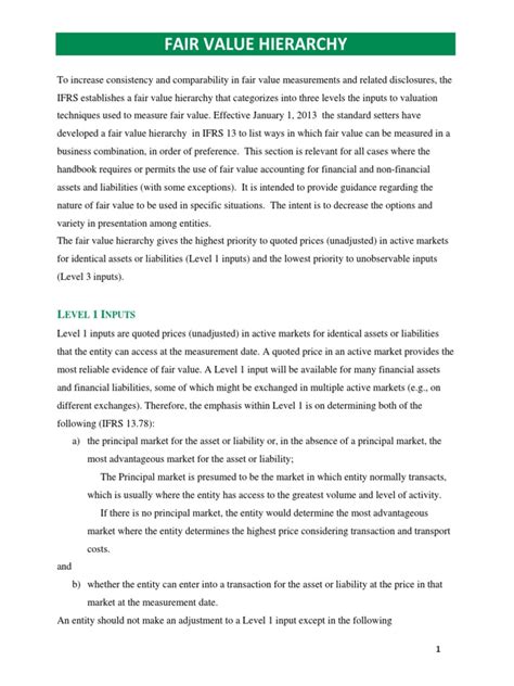 Fair Value Hierarchy Pdf Fair Value International Financial