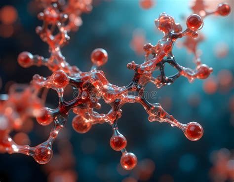 Abstract Molecular Structure With Red Spheres And Interconnecting Lines Stock Illustration