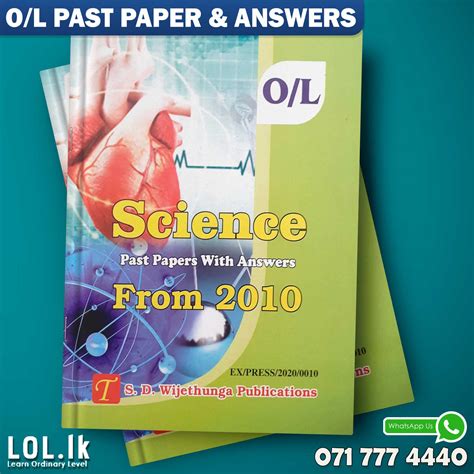 Ol Science Past Paper Book English Medium S D Wijethunga Publications