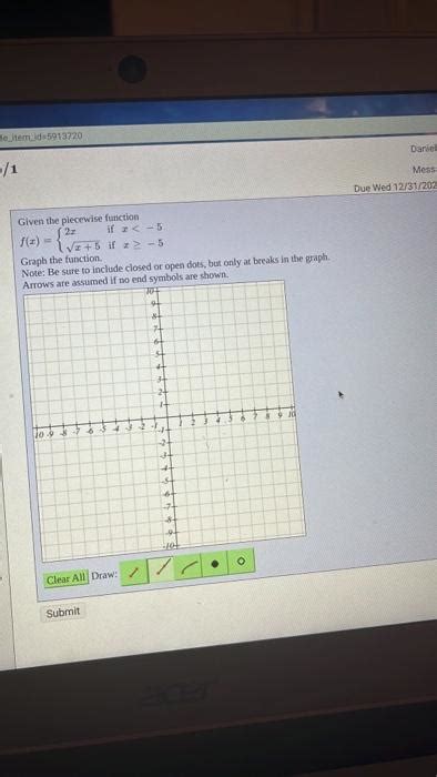 solved given the plecewise function f x {2xx 5 if x