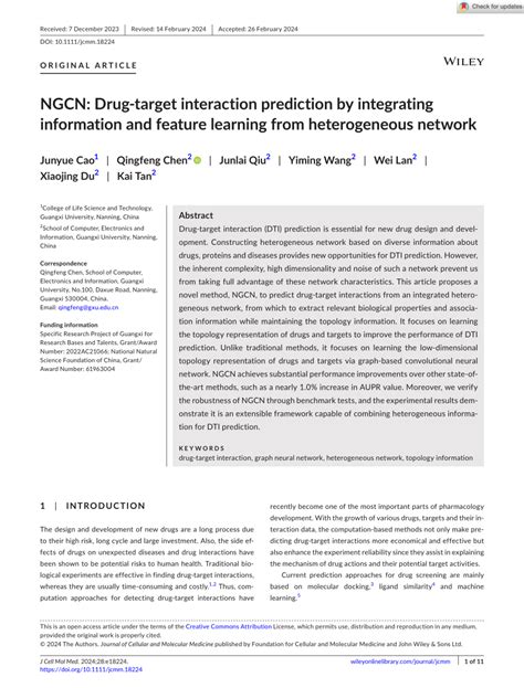 Pdf Ngcn Drug‐target Interaction Prediction By Integrating Information And Feature Learning