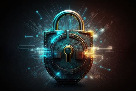 cybersecurity padlock digital lock on technology network data