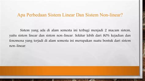 Perbedaan Sistem Linear Dan Non Linear Pptx
