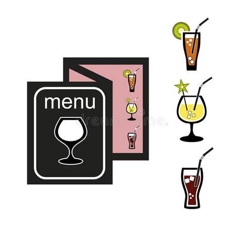 Cocktails Menu Icons Set Vector Stock Illustration Stock