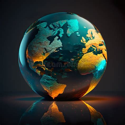 A Glowing Earth Globe In A Dark Background Generative Ai Stock