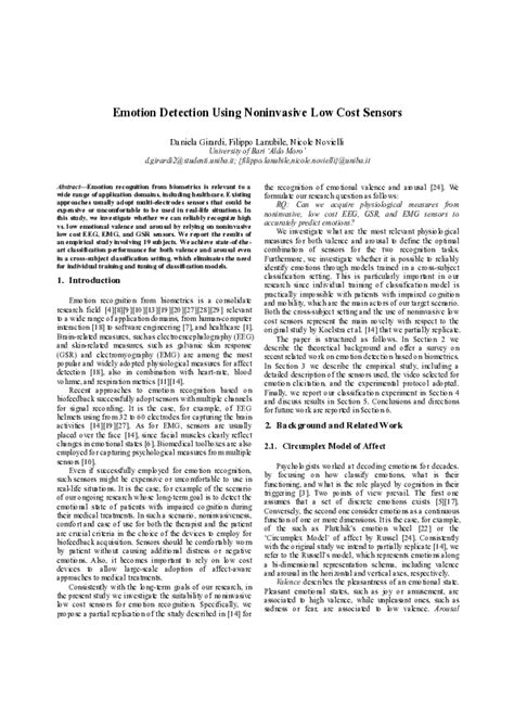 pdf emotion detection using noninvasive low cost sensors