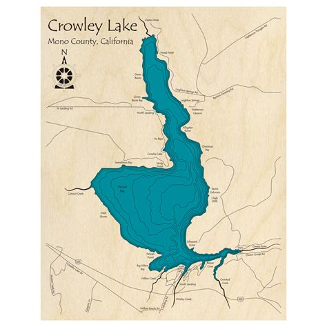 Crowley Lake California 3d Custom Wood Map Lake Art Llc