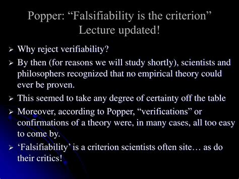 Ppt Popper “falsifiability Is The Criterion” Lecture Updated Powerpoint Presentation Id