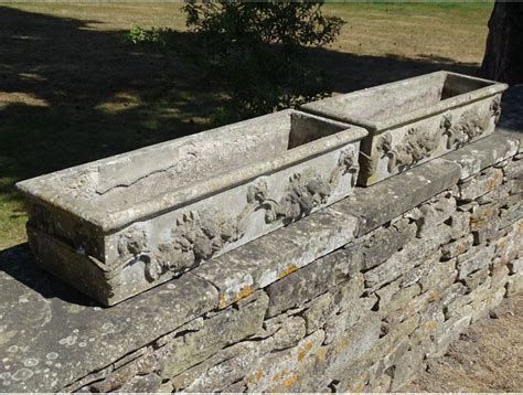 Weathered Rectangular Planters Pair