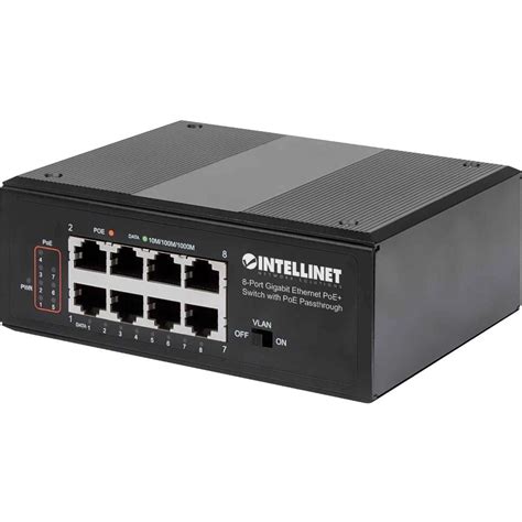 Intellinet 8 Port Gigabit Ethernet Poe Switch With Poe Passthrough 8 Ports 2 Layer Su