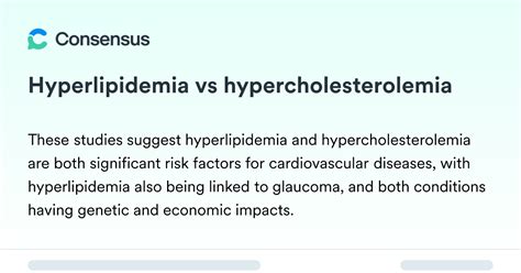 Hyperlipidemia Vs Hypercholesterolemia Consensus Academic Search Engine