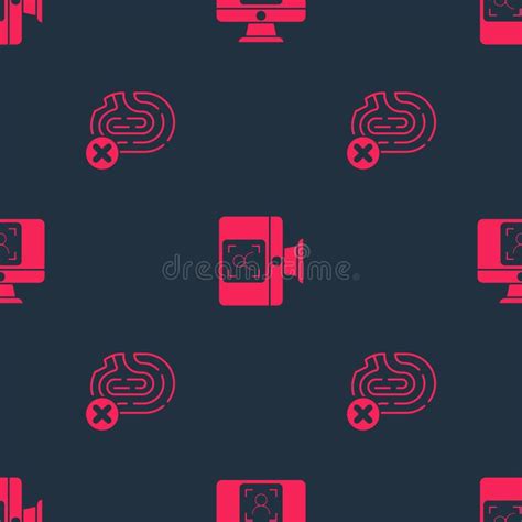 Set Rejection Fingerprint And Face Recognition On Seamless Pattern Vector Stock Vector