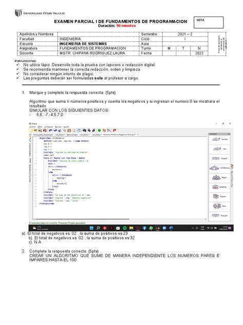Examen Parcial Ii Fundamentos De Programacion Pdf Ingeniería De Software Programación De