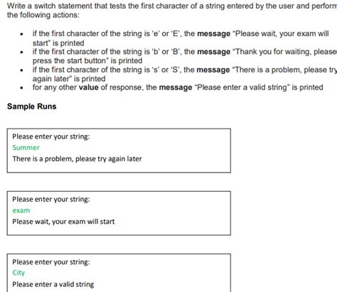 Solved Write A Switch Statement That Tests The First Chegg Com