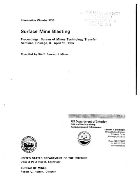 I C 9135 Surface Mine Blasting Pdf Coal Mining Mining