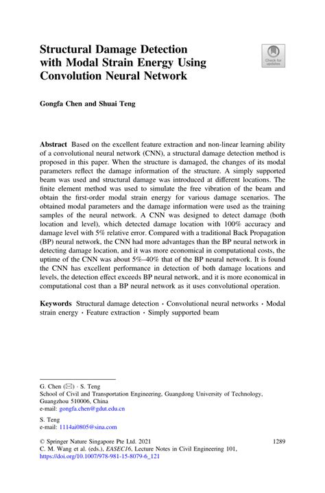 Pdf Structural Damage Detection With Modal Strain Energy Using