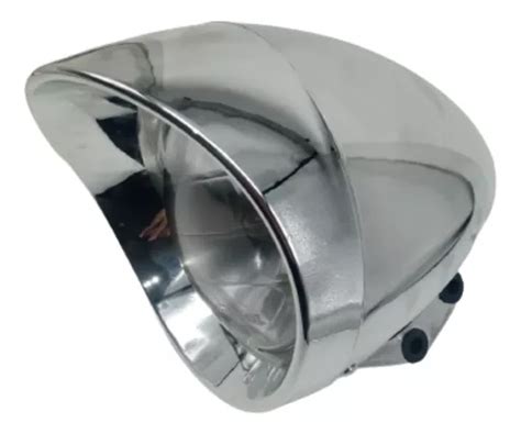 Farol Moto Custom Bobber Chopper Cromado Com Aba Frete Grátis