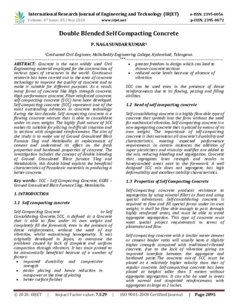 Pdf Irjet Double Blended Self Compacting Concrete Irjet Journal