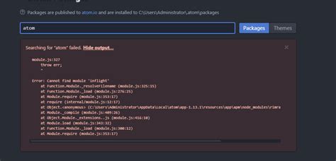 atom 搜索插件报错 求助 atom 中文社区