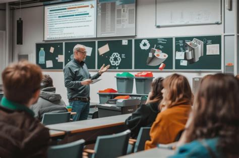 University Lecture On Waste Sorting With Professor And Attentive Babes Premium AI Generated