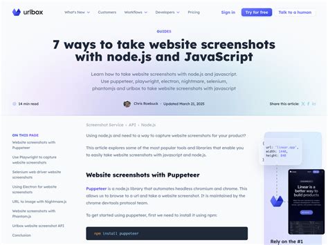 7 Ways To Take Website Screenshots With Nodejs And Javascript Urlbox