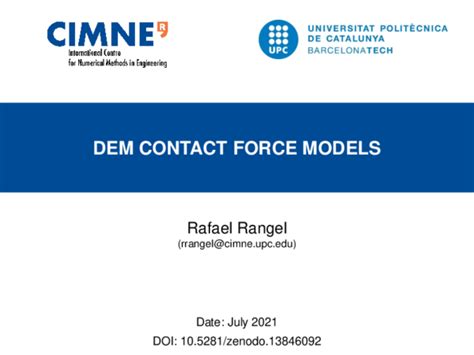 Pdf Dem Contact Force Models