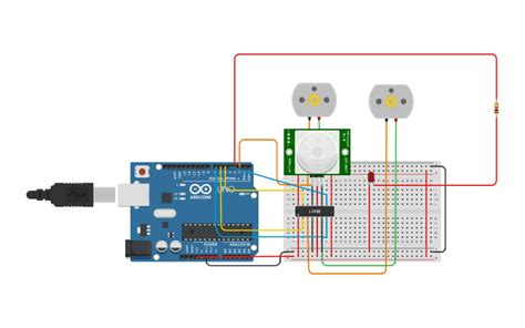 Circuit Design Dc Motor Interfacing Using L293d Tinkercad
