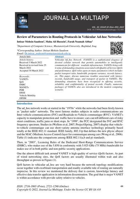 Pdf Review Of Parameters In Routing Protocols In Vehicular Ad Hoc