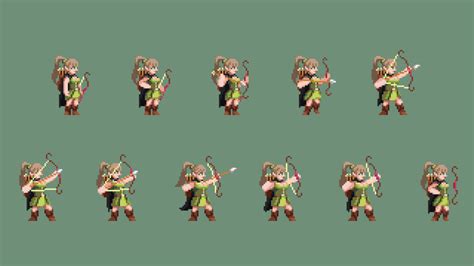 2d Pixel Character Female Elf Archer