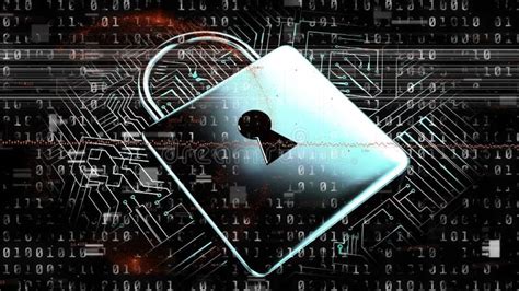 Animation Of Padlock With Computer Motherboard And Binary Data