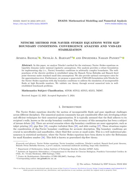 Pdf Nitsche Method For Navier Stokes Equations With Slip Boundary
