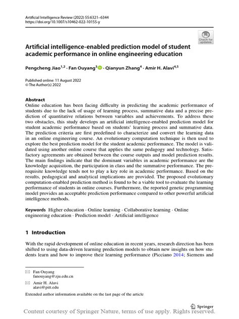 Artificial Intelligence Enabled Prediction Model O Pdf Machine Learning Artificial